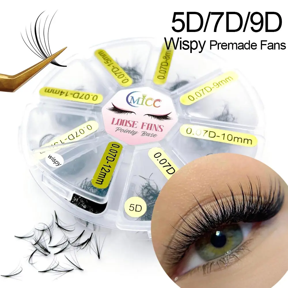 5D/7D/9D 8-15mm Mixed length Sandwich Premade Volume Wispy Fans Eyelash ...