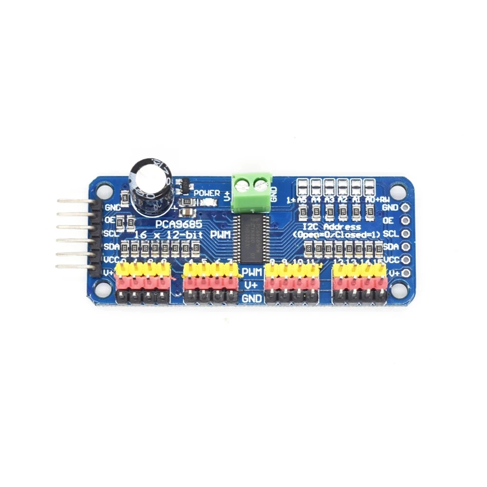 Módulo De Escudo Servo Para Arduino Raspberry Pi 16 Canais 12 Bits Driver Pwm Interface I2c ...