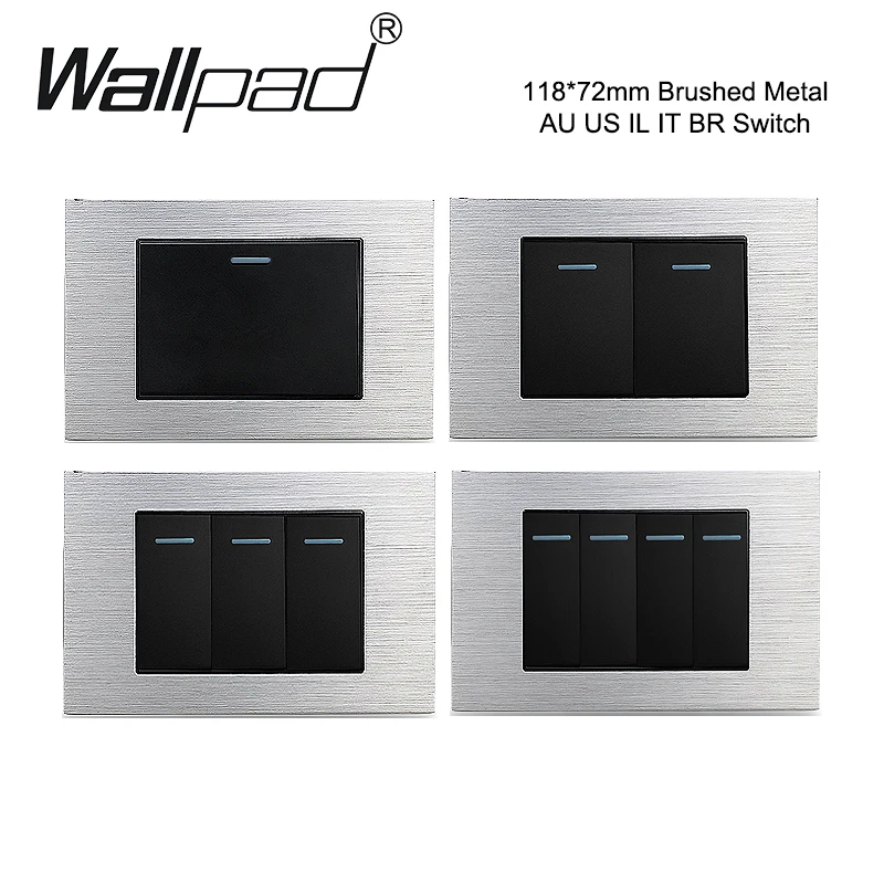 Silver-Brushed-Metal-Frame-118-75mm-1-2-3-4-Gang-Wall-Push-Button ...