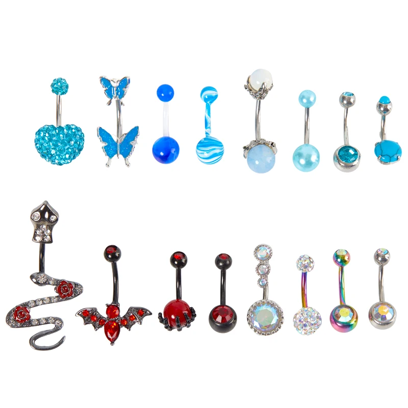 4PCS-Combination-Set-Belly-Button-Piercing-Set-Simple-Piercing-Jewelry ...