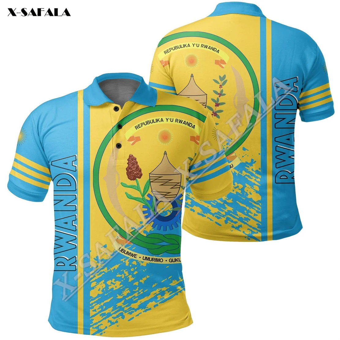 Africa-Rwanda-Custom-Text-3D-Full-Printed-Men-Polo-Shirt-Collar-Short ...