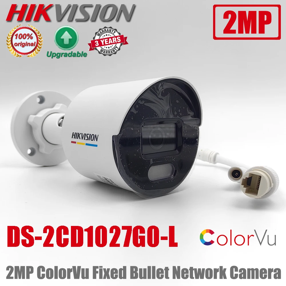 Original Hikvision DS-2CD1027G0-L 2MP POE H.265+ IP67 With Supplement Light Outdoor ColorVu ...