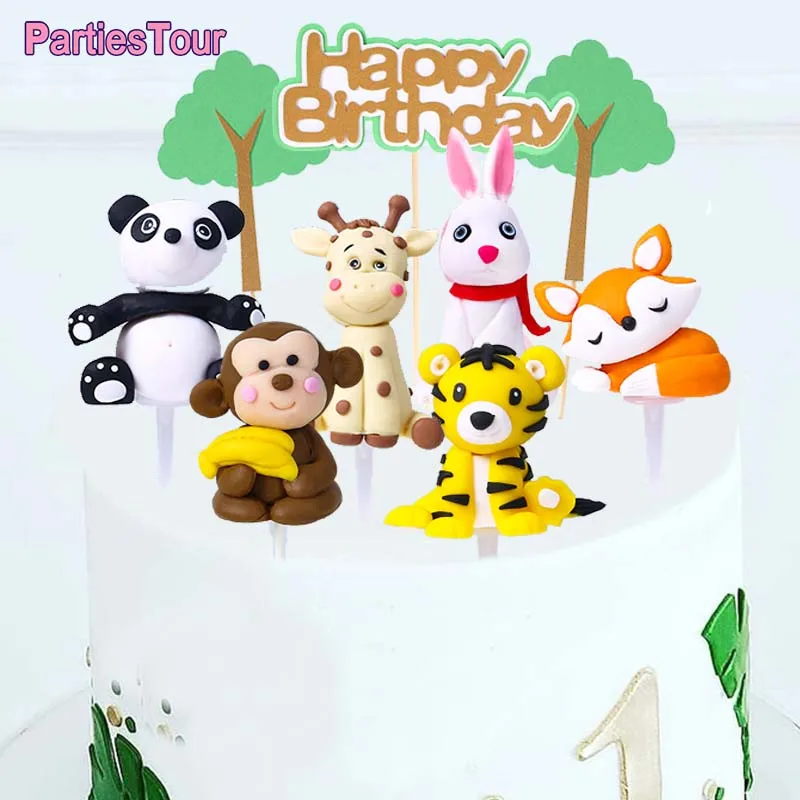 Figurine décor gâteau,Décoration de gâteau animaux Jungle Zoo animaux ...