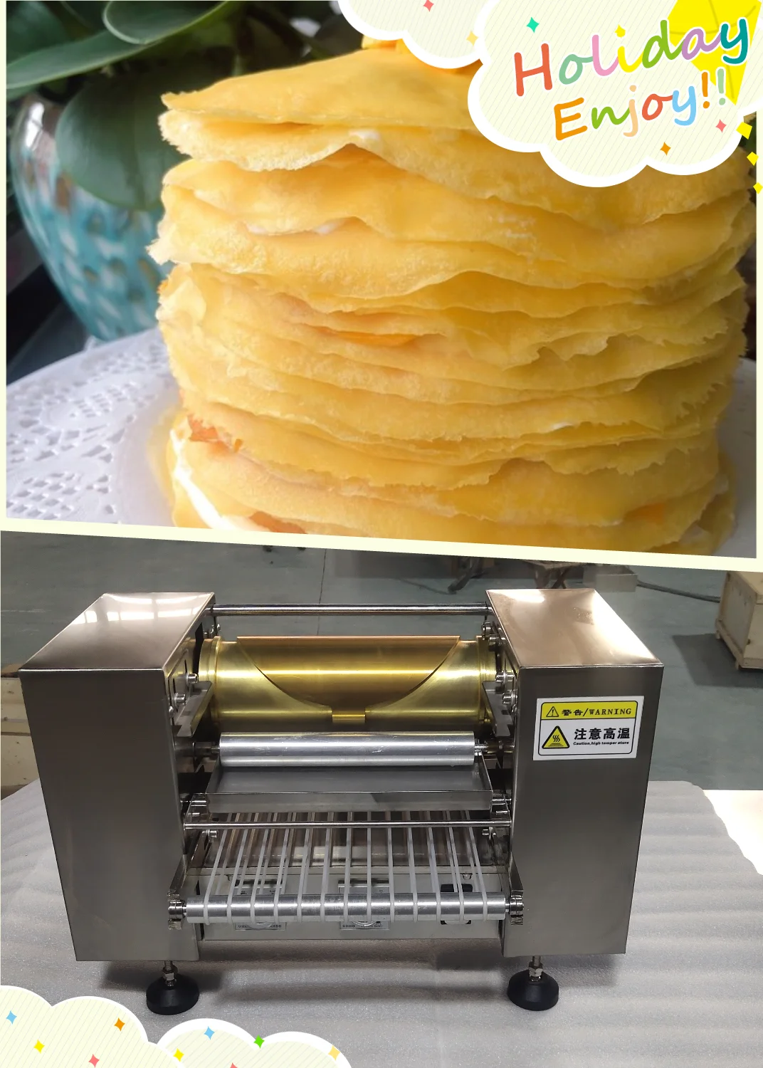 Commercial Automatic Mini Mille Crepe Wrapper Cake Machine Thickness ...