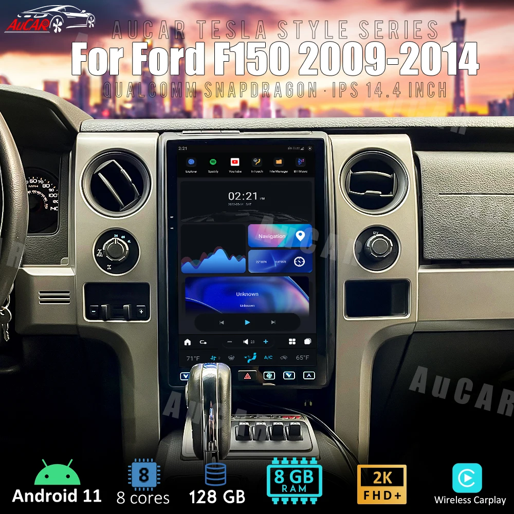 Aucar Tesla Android 11 14.4 Inch Car Radio Gps Navigation For Ford F150 ...