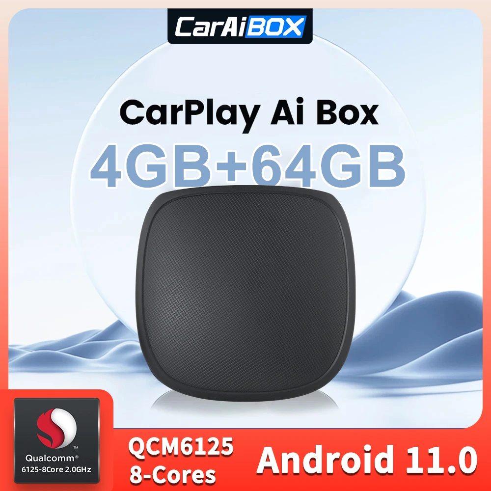 CarAiBOX Android 11.0 CarPlay Ai Box Qualcomm 6125 8-Core sem fio CarPlay adaptador sem fio ...