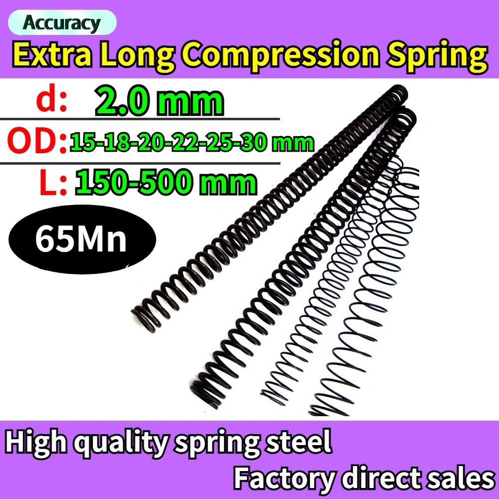 Wire Diameter 2.0mm 65Mn Sprng Steel Long Compress Pressure Spring Y ...