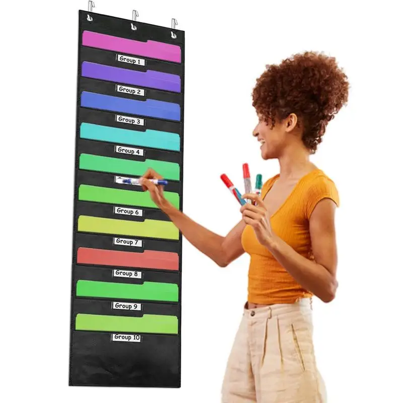 Wall-Mounted-File-Organizer-Storage-Pocket-Chart-10-Pockets-Organizers ...