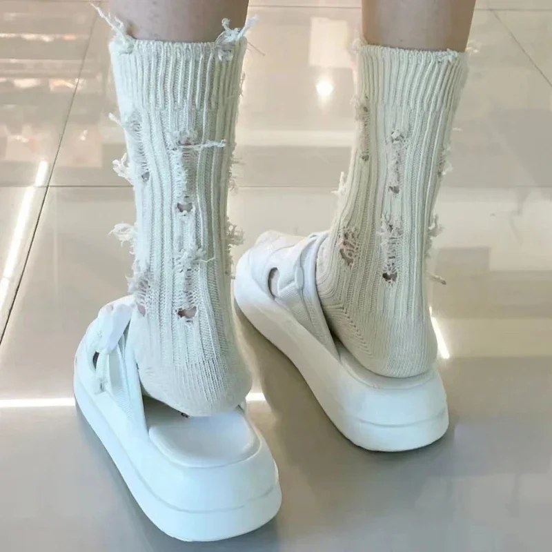 Broken-Hole-Harajuku-Socks-Women-Hip-Hop-Skateboard-Beggar-Cotton-Socks ...