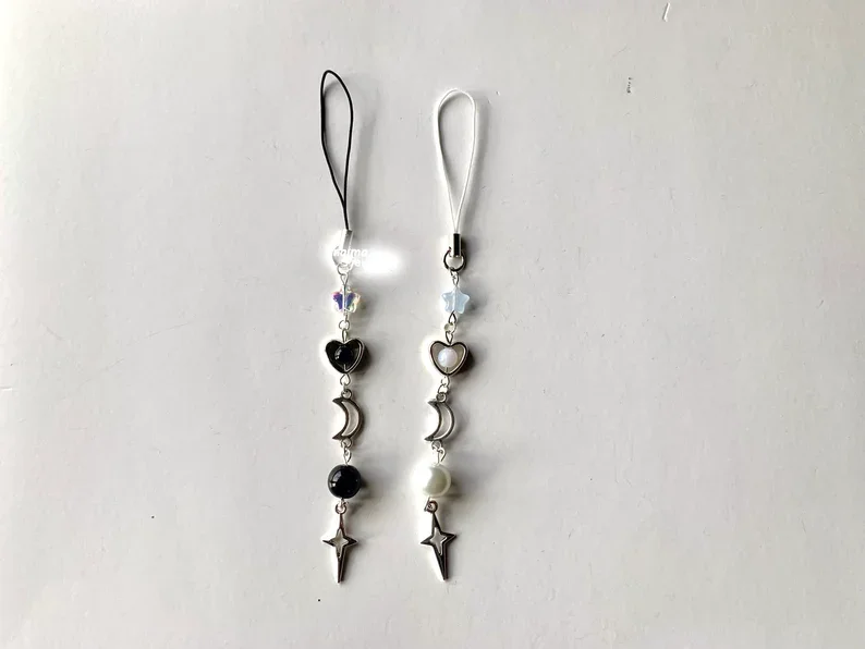 black-white-moon-star-bestfriend-phone-charms-aesthetic-y2k-phone-strap ...