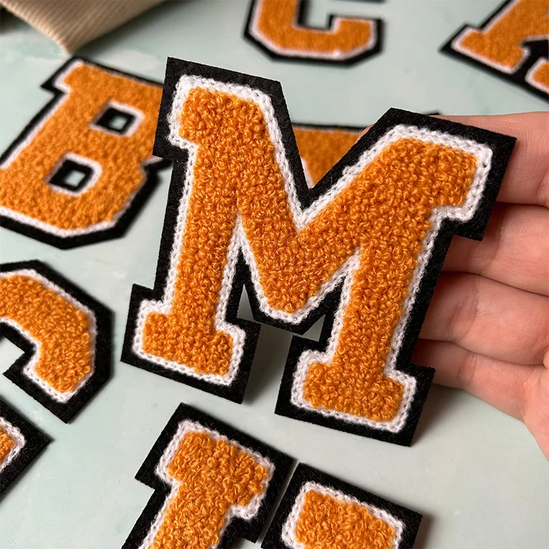 Chenille Letter Pumpkin Orange Embroidery Patch Iron on Sew on Hoodie Jacket Chenille ...