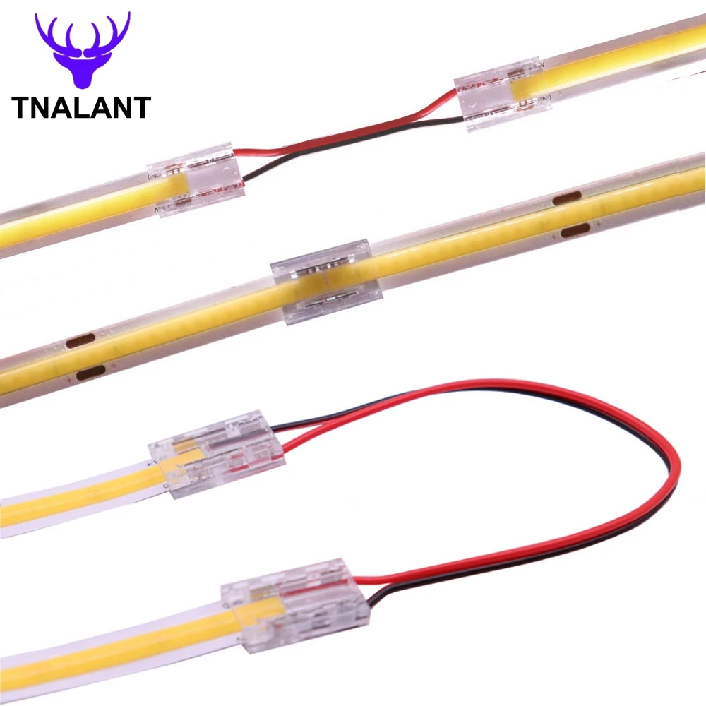 Conector de tira LED COB de 2 pines, 8mm, 10mm, tira LED transparente ...