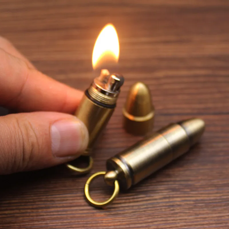 Mini Bullet Kerosene Lighter Free Fire Flint Torch Lighters Keychain ...