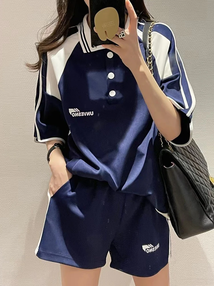 Harajuku-Shorts-Set-Women-2023-Summer-Casual-Loose-Shirts-Short-Sleeve-Elastic-Waist-Shorts-Two ...