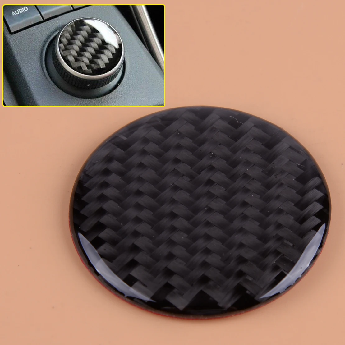 beler-3-8cm-Carbon-Fiber-Black-Center-Control-Knob-Cover-Trim-Fit-For ...