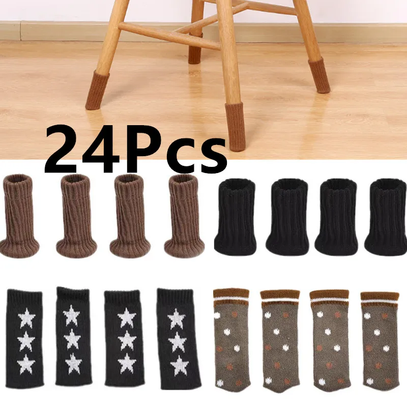 4-24Pcs-Table-Legs-Socks-Knitted-Chair-Cover-Chair-Leg-Protector-Cover ...