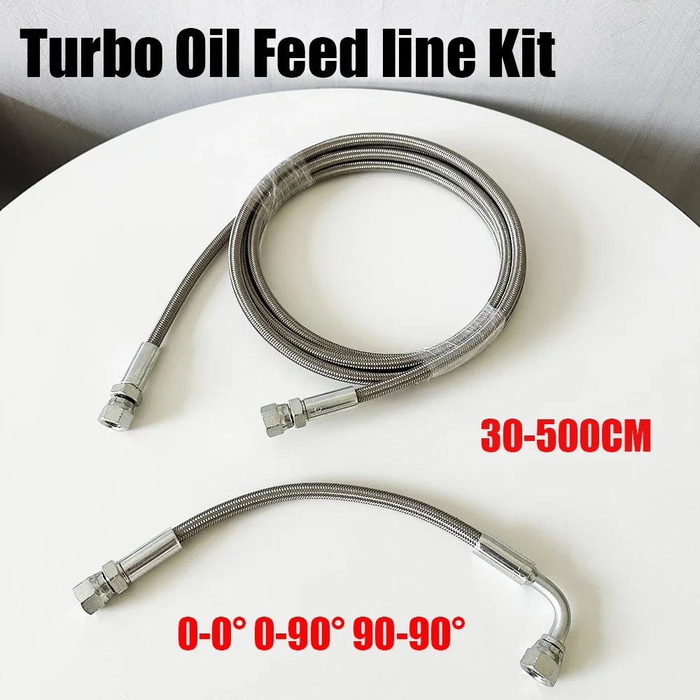 Turbo Feed Line Stainless Steel BraidedAN4 0-90°Straight Hose End ...