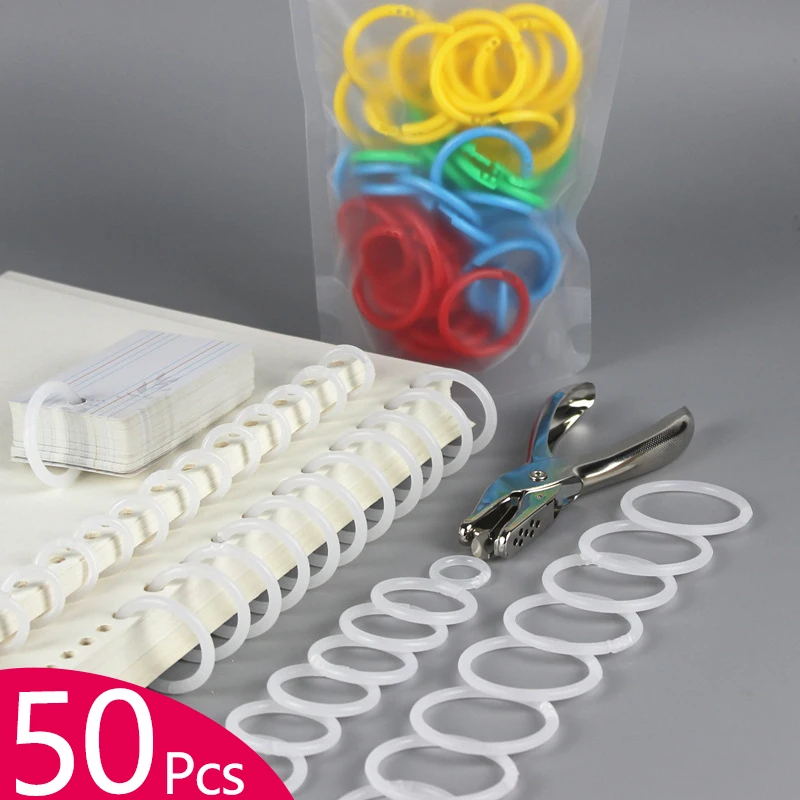 New-50-Pcs-15-20-28-40mm-Plastic-Ring-Binder-DIY-Albums-Circle-Loose ...