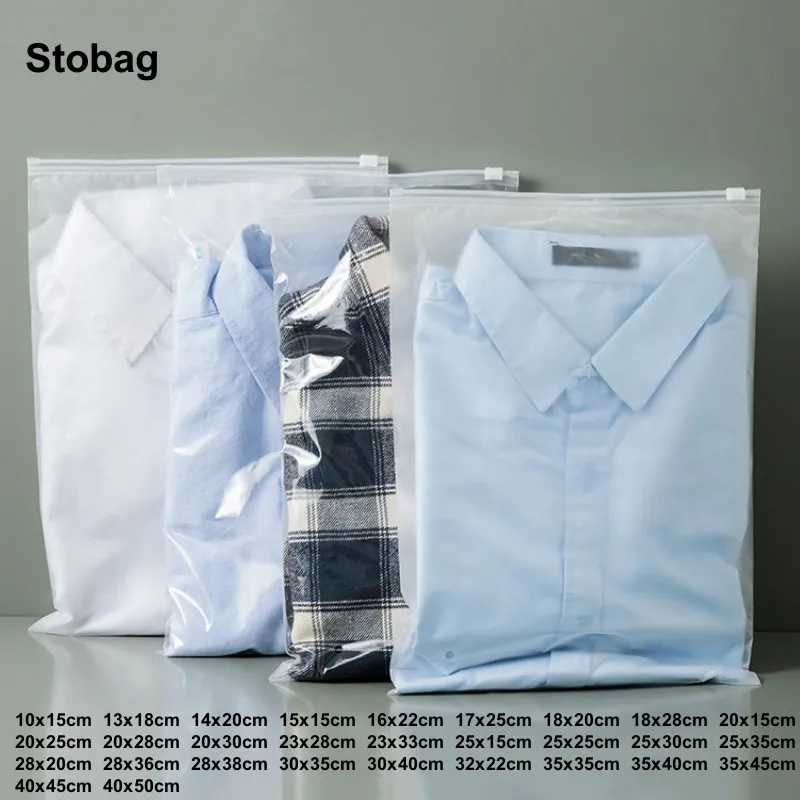 StoBag-50pcs-Wholesale-Transparent-Frosted-Matte-Zipper-Bags-Clothes ...