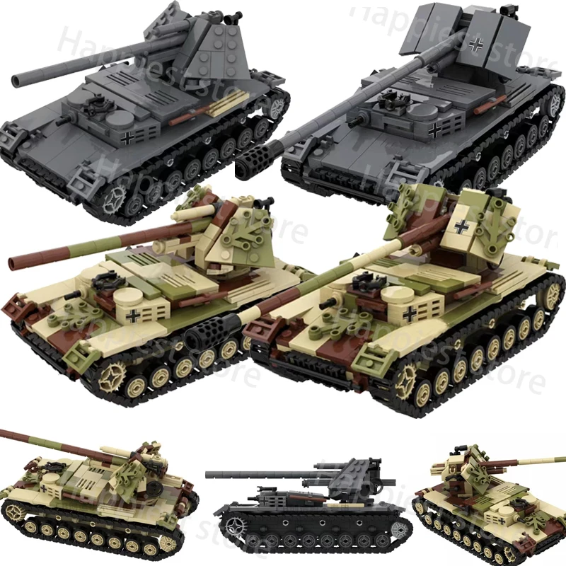 MOC-Military-German-Figures-Carrier-IV-Vehicals-Tanks-128-Guns-Building ...