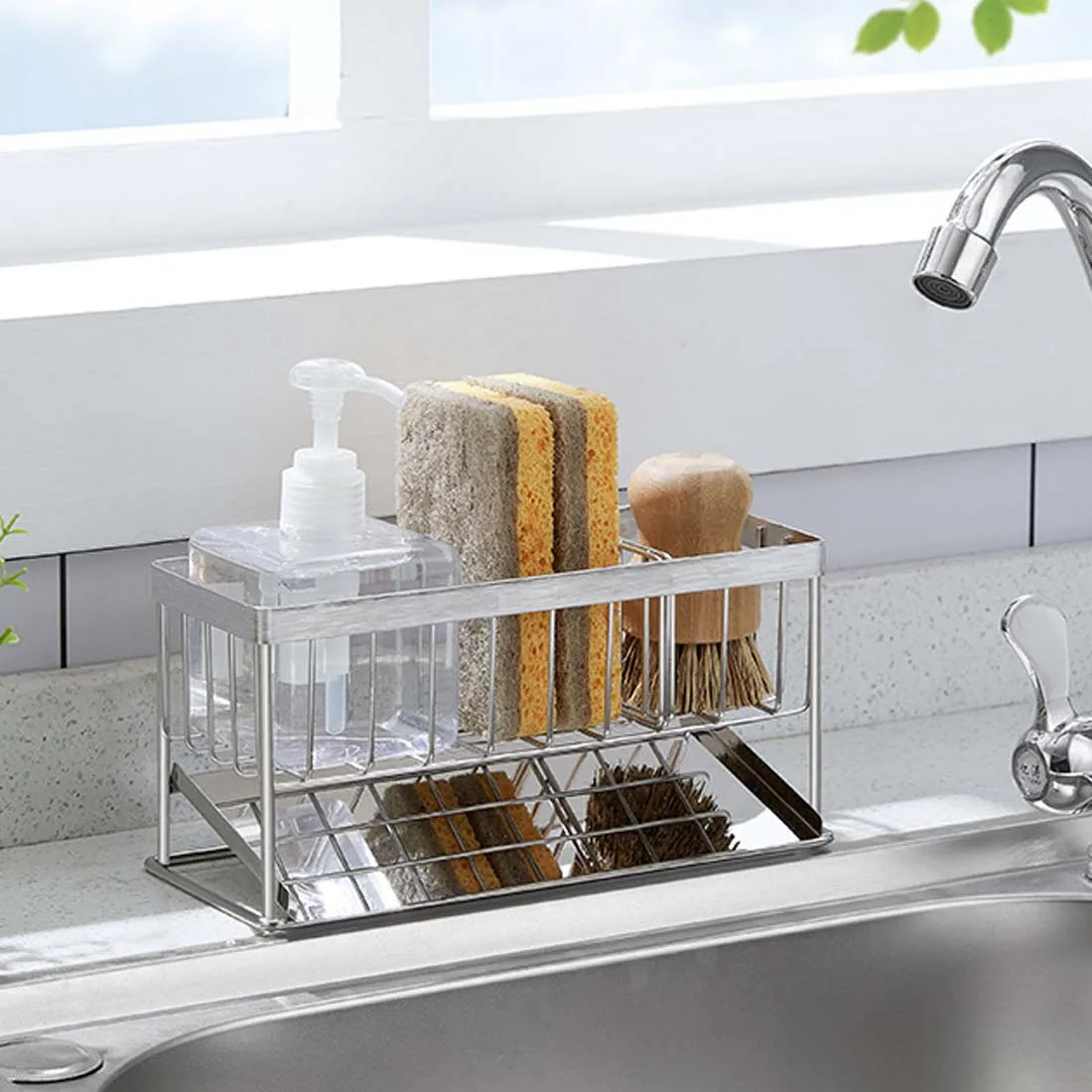 304-Stainless-Steel-Kitchen-Sink-countertop-Rack-Sponge-Drainer-Soap ...