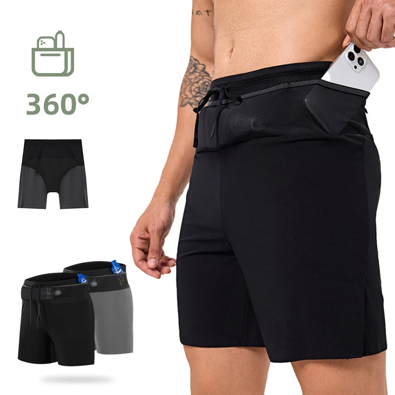 (S-2XL)Mens Marathon Running Shorts 5" Quick Dry Surround Waist Pocket ...