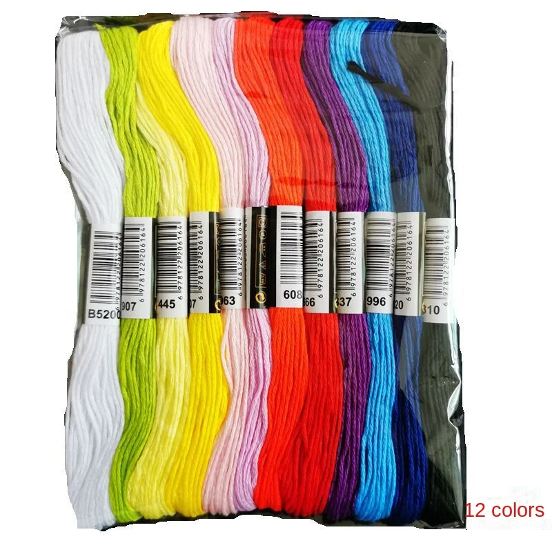 Cross-stitch-thread-12-50-24-colors-8-meters-6-strands-polyester-cotton ...