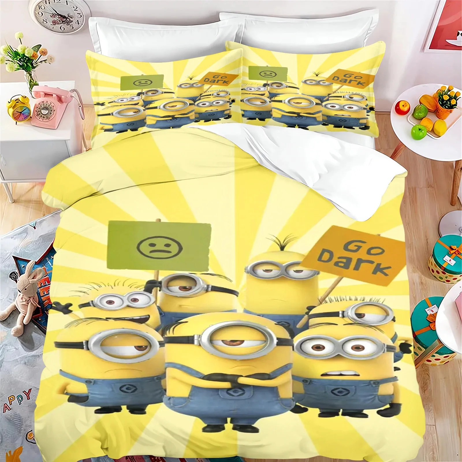 Minion-Bedding-Set-Minions-Duvet-Cover-Set-Children-Cartoon-Quilt-Cover ...