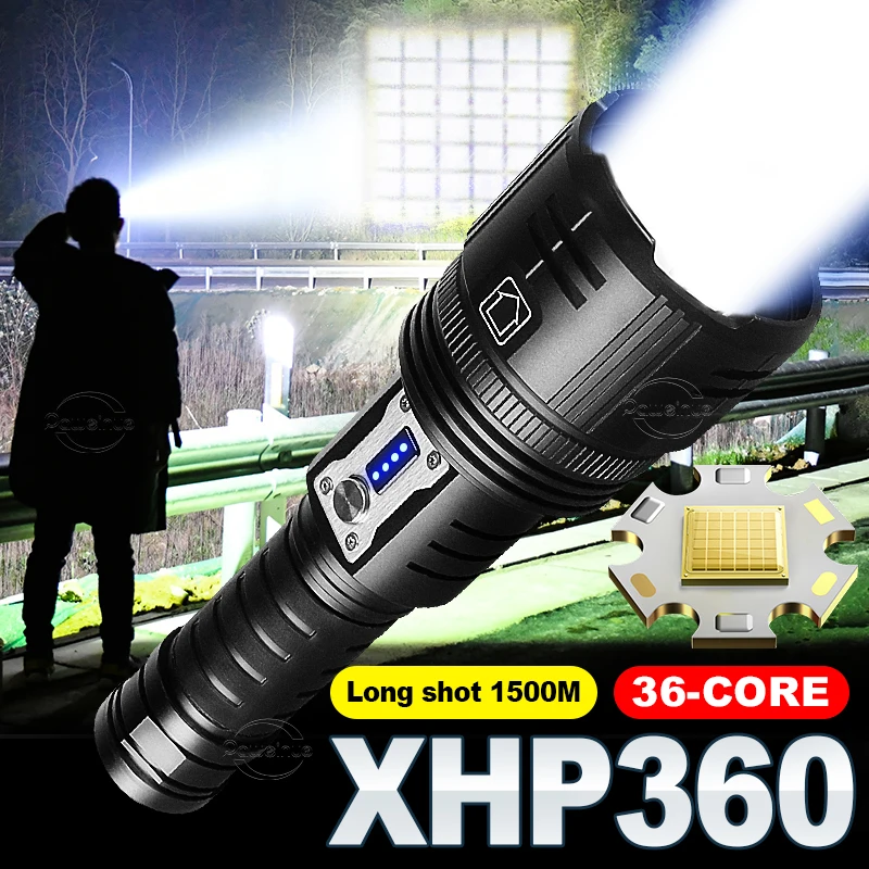 1000LM-XHP360-Powerful-Led-Flashlight-Strong-Light-Rechargeable ...