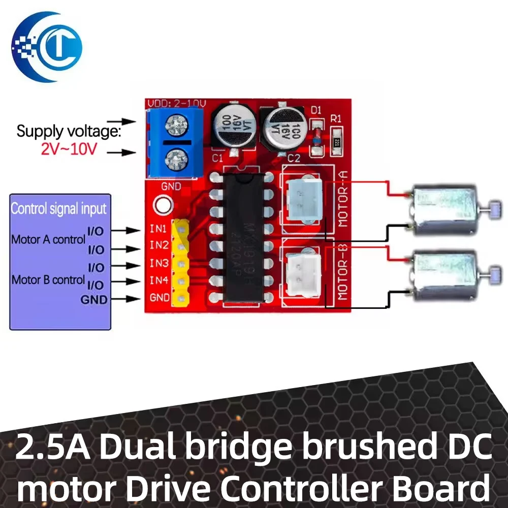 1PCS-2-5A-Dual-bridge-brushed-DC-motor-Drive-Controller-Board-Module ...