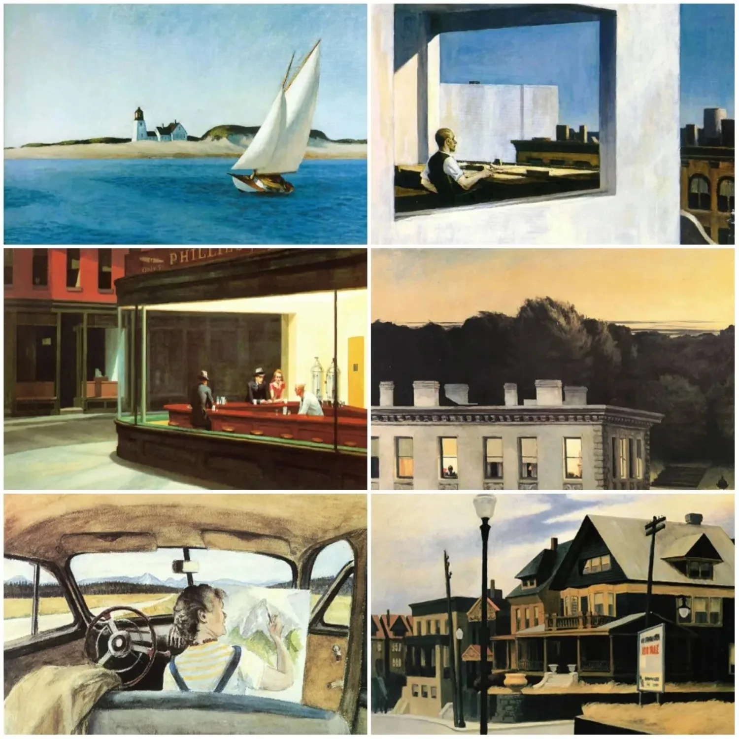 Edward Hopper Wall Art Drawings Vintage Landscape Poster Travel Life ...