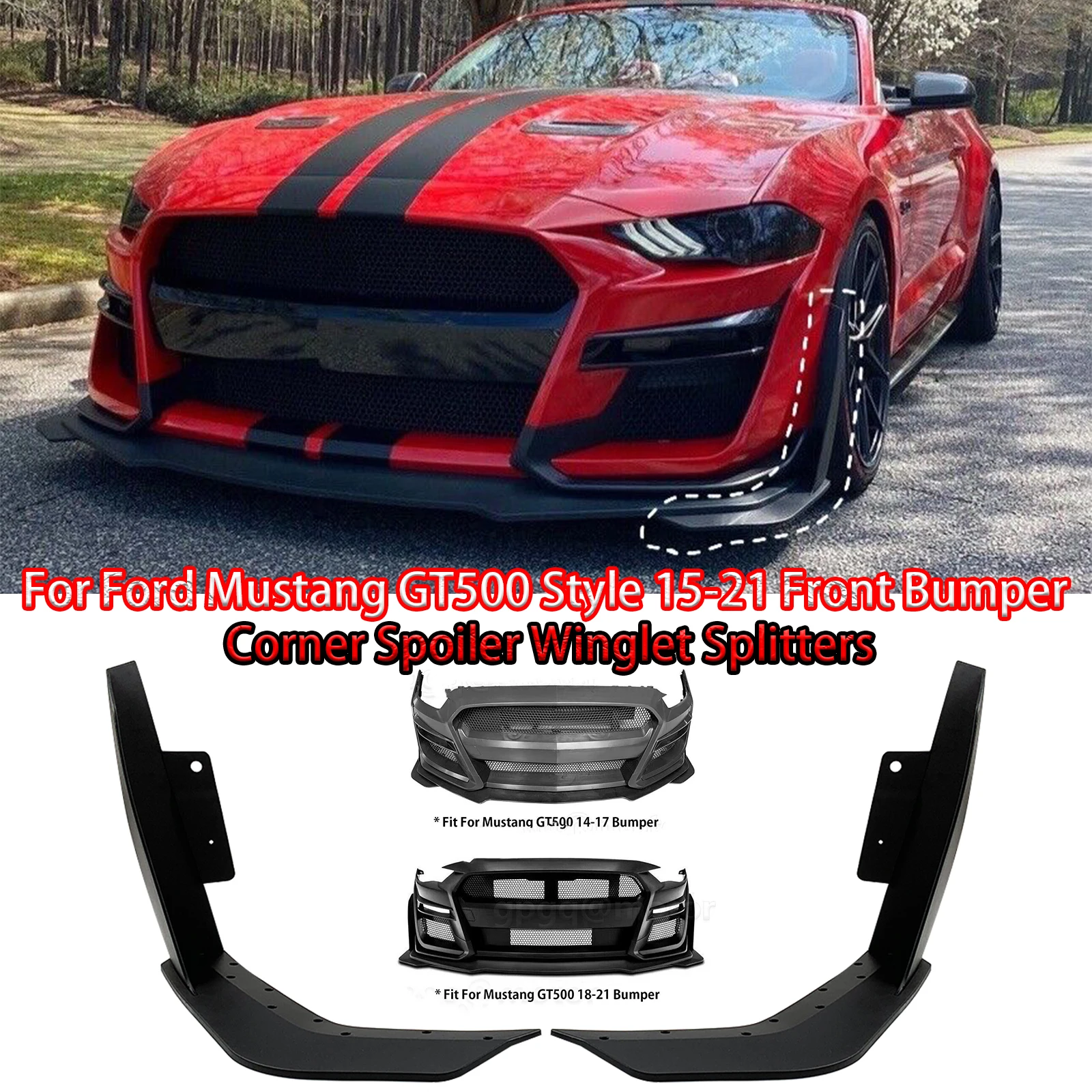 Front-Bumper-Corner-Spoiler-Winglet-Splitters-For-Ford-Mustang-All ...