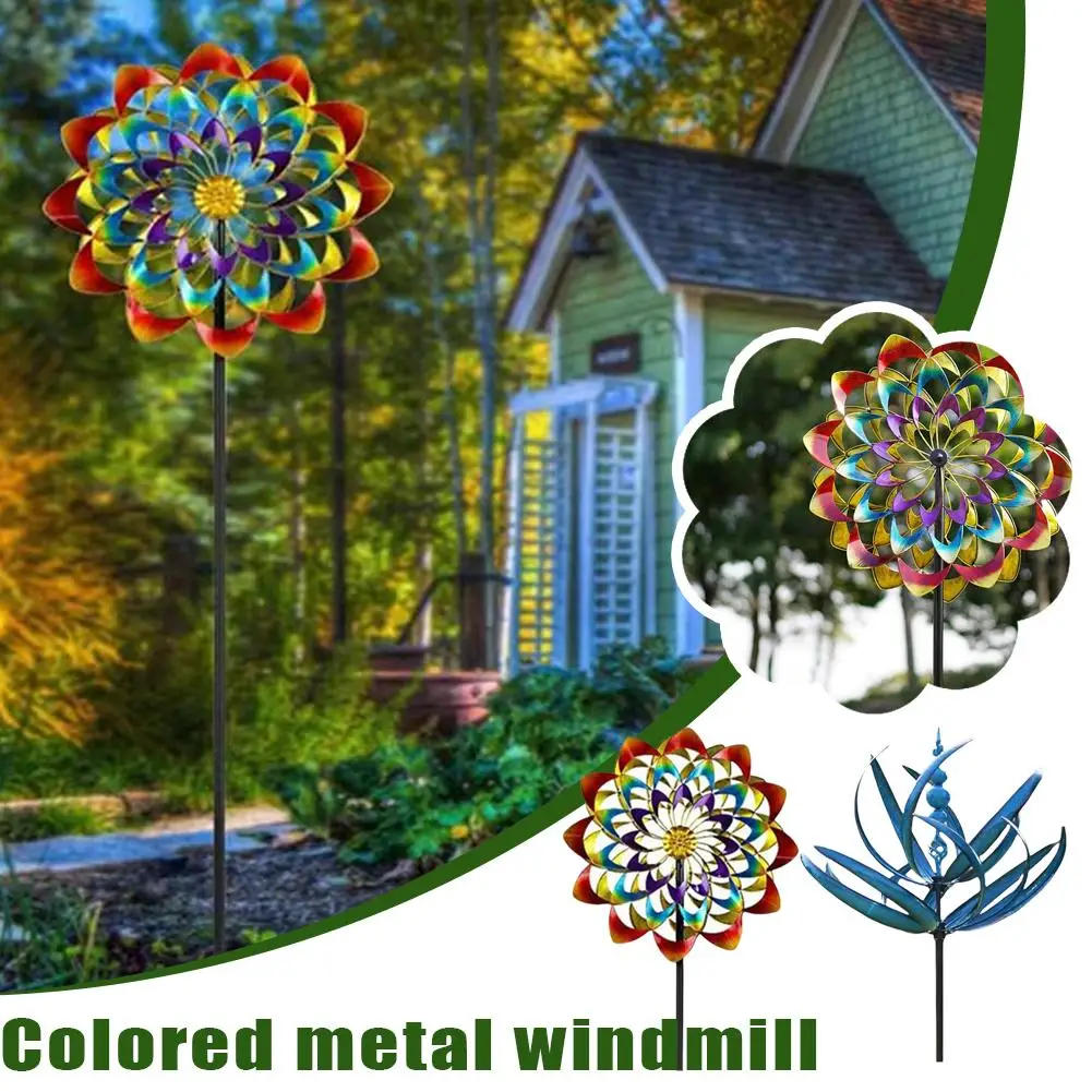 Colored-Outdoor-Unique-And-Magical-Metal-Windmill-Spinners-Yard-Color ...