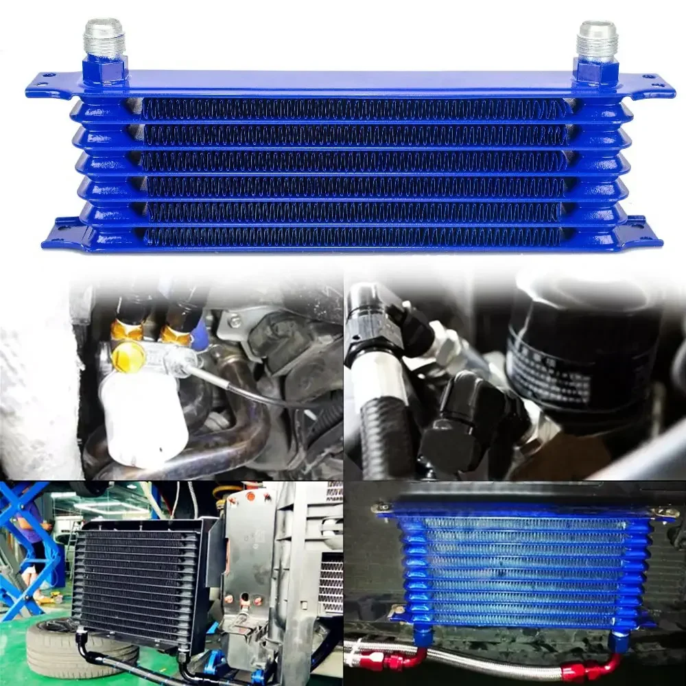 Universal-Car-Oil-Cooler-Kit-Oil-Radiator-AN10-Aluminum-7-Rows-Car ...