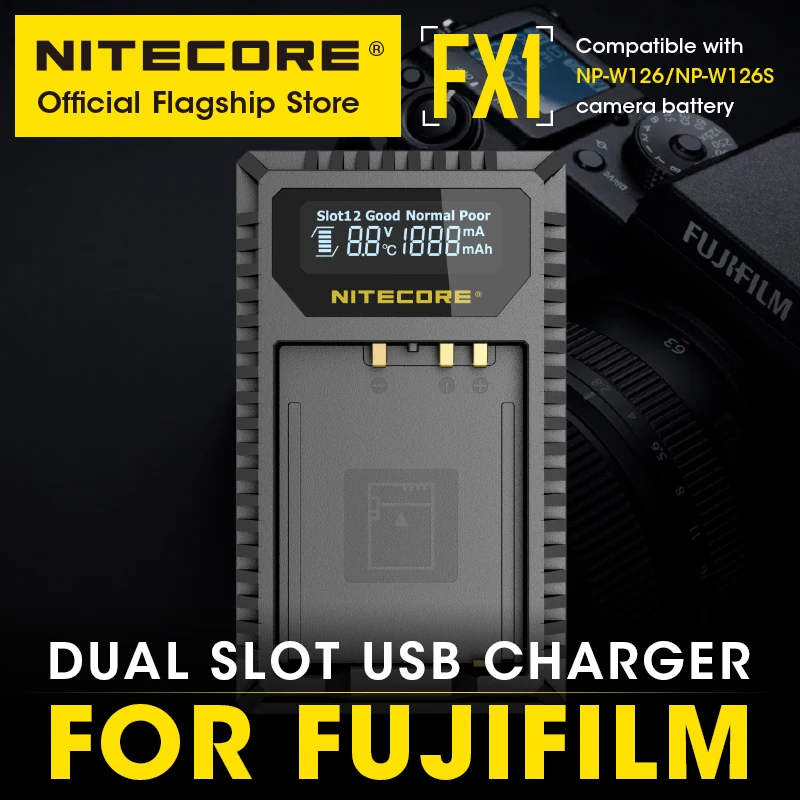 NITECORE-FX1-Camera-Charger-Dual-Slot-USB-LCD-Intelligent-Charger ...