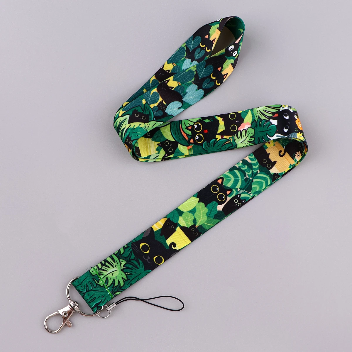 Green-Plants-And-Little-Black-Cats-Neck-Strap-Lanyard-Credit-Card ...