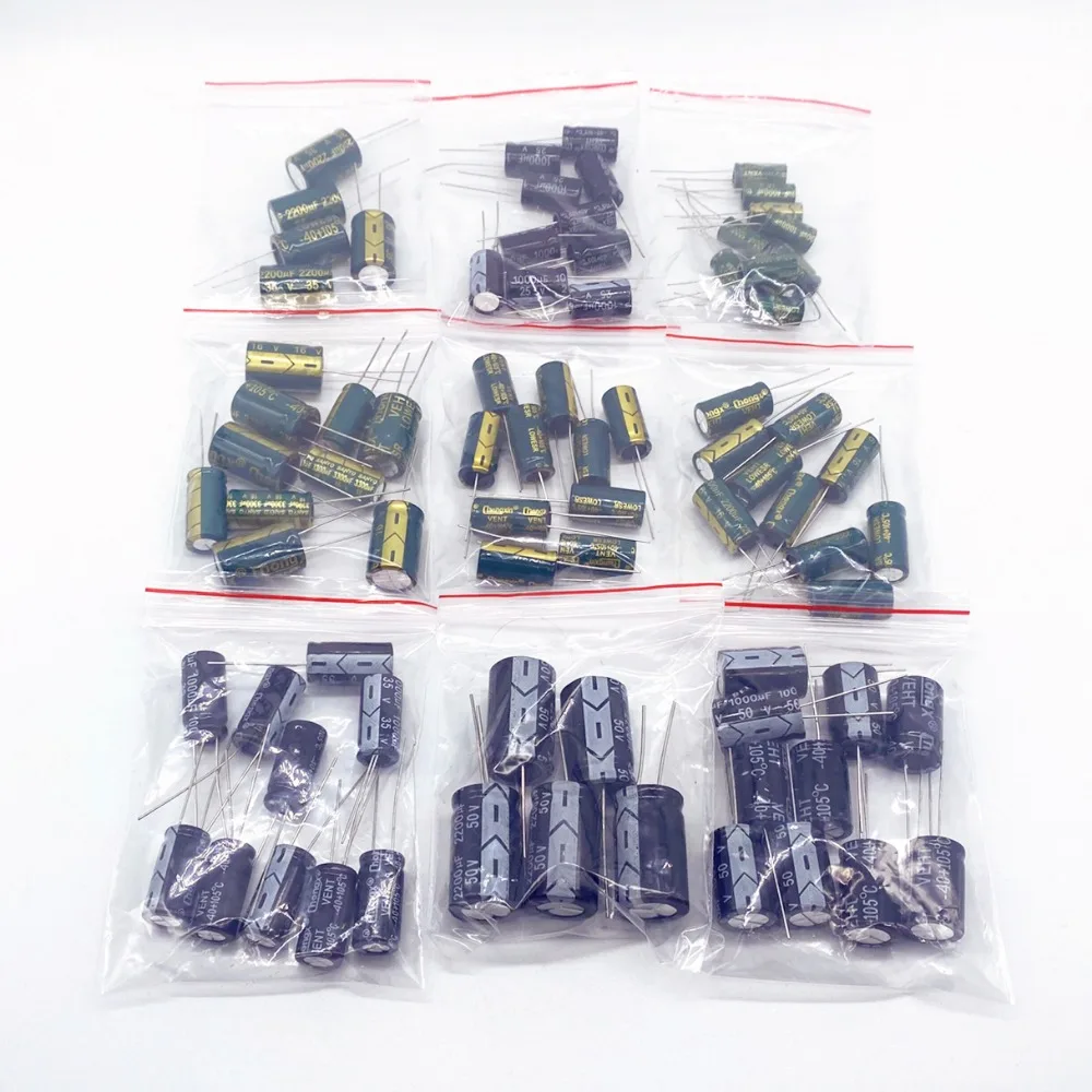 80Pcs-High-quality-9-value-kit-1000uF-3300uF-Electrolytic-Capacitor ...