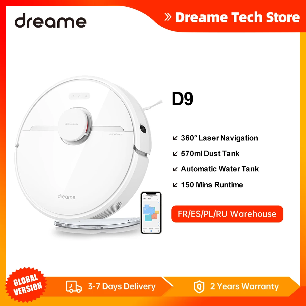 Dreame D9 Robot Vacuum Cleaner Global Version 3000pa Suction Sweeping ...