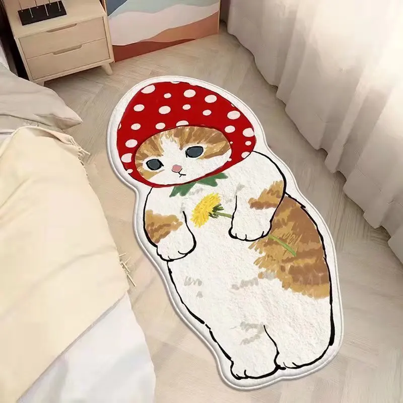 Cartoon-Bedside-Rug-Irregular-Carpet-for-Living-Room-Cat-Mats-Fluffy ...