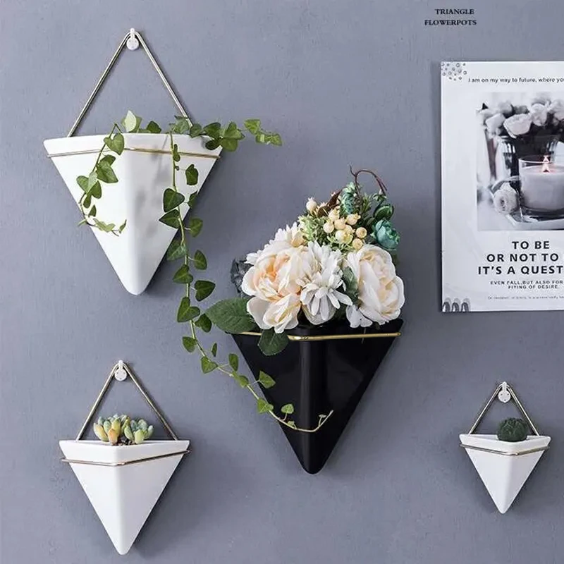 NEW-Wall-Mounted-Triangle-Plant-Flower-Pot-Nordic-Ceramic-Flowerpot ...
