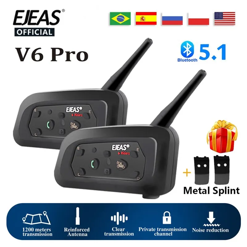 Auriculares-intercomunicador-EJEAS-V6-PRO-Bluetooth-para-motocicleta ...