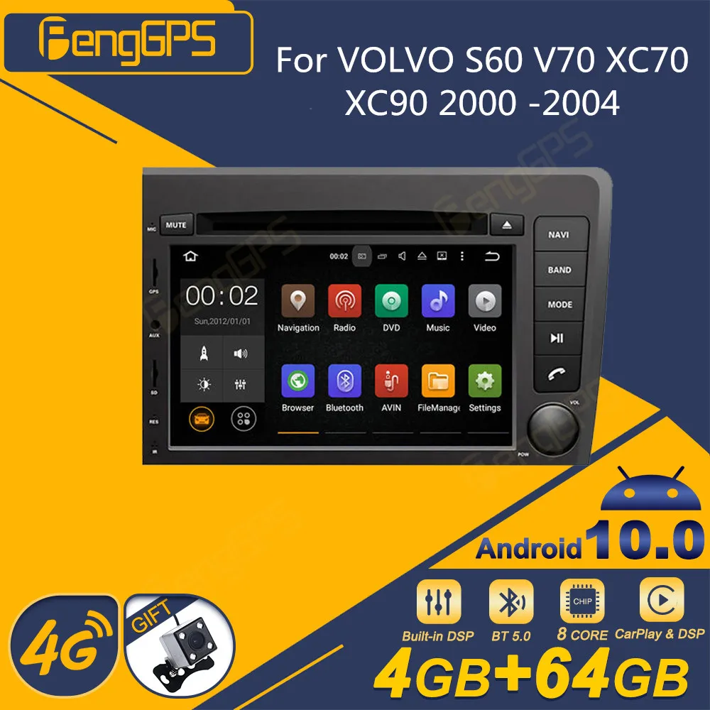 For VOLVO S60 V70 XC70 XC90 2000 -2004 Android Car Radio 2Din Stereo Receiver Autoradio ...