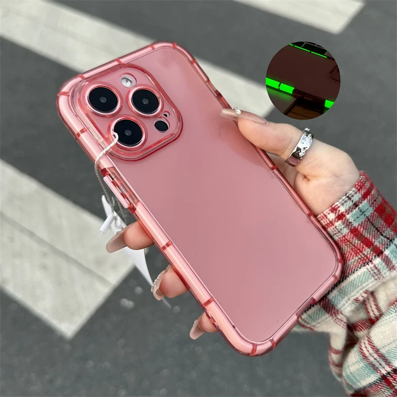Simple-Clear-Luminous-Phone-Case-For-iPhone-15-14-13-12-11-Pro-Max ...