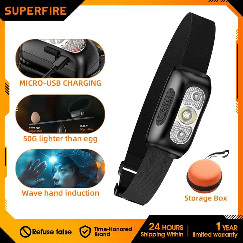 SUPERFIRE-HL05-Y-Rechargeable-Powerful-Sensor-Headlamp-USB-High-Power ...
