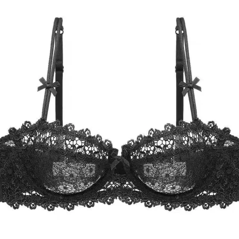 European Lace Bra Set Ultra-Thin Semi-Transparent, Half Cup Pure Desire ...