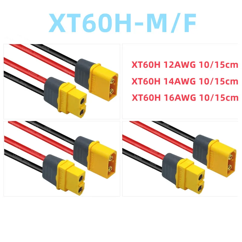 New-Amass-1PCS-XT60H-Male-Female-Connector-Plug-With-10cm-15cm-12-14-16 ...