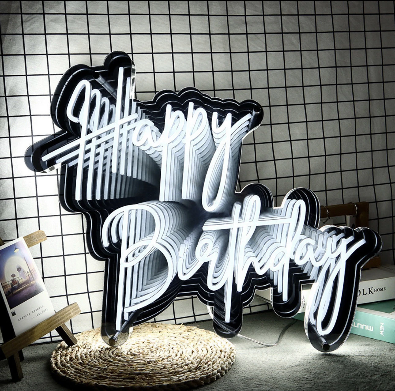 Customized-Happy-Birthday-LED-Sign-3D-Infinity-Mirror-Light-Infinity ...