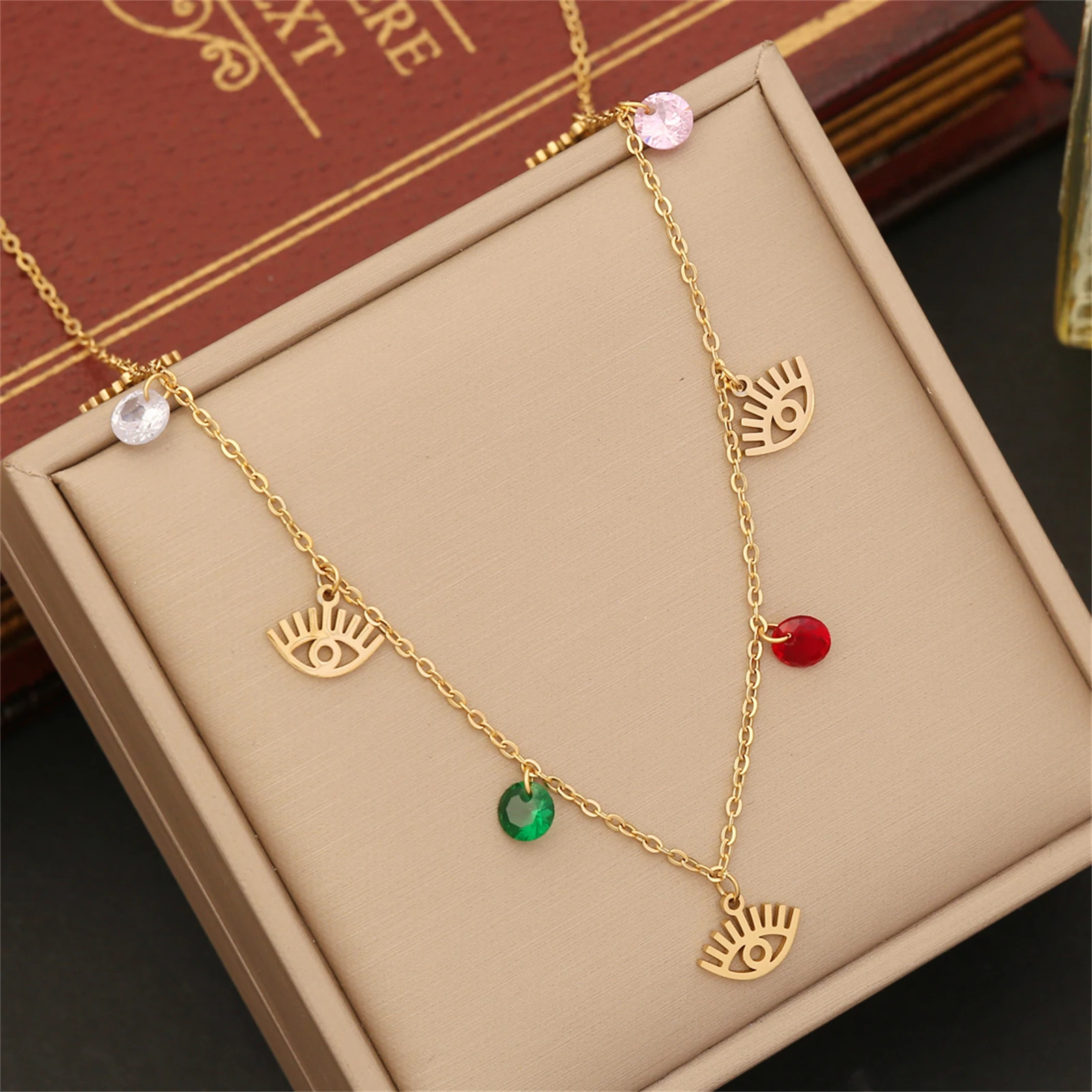 Colgante-de-pesta-as-de-acero-inoxidable-316L-para-mujer-collares-de ...