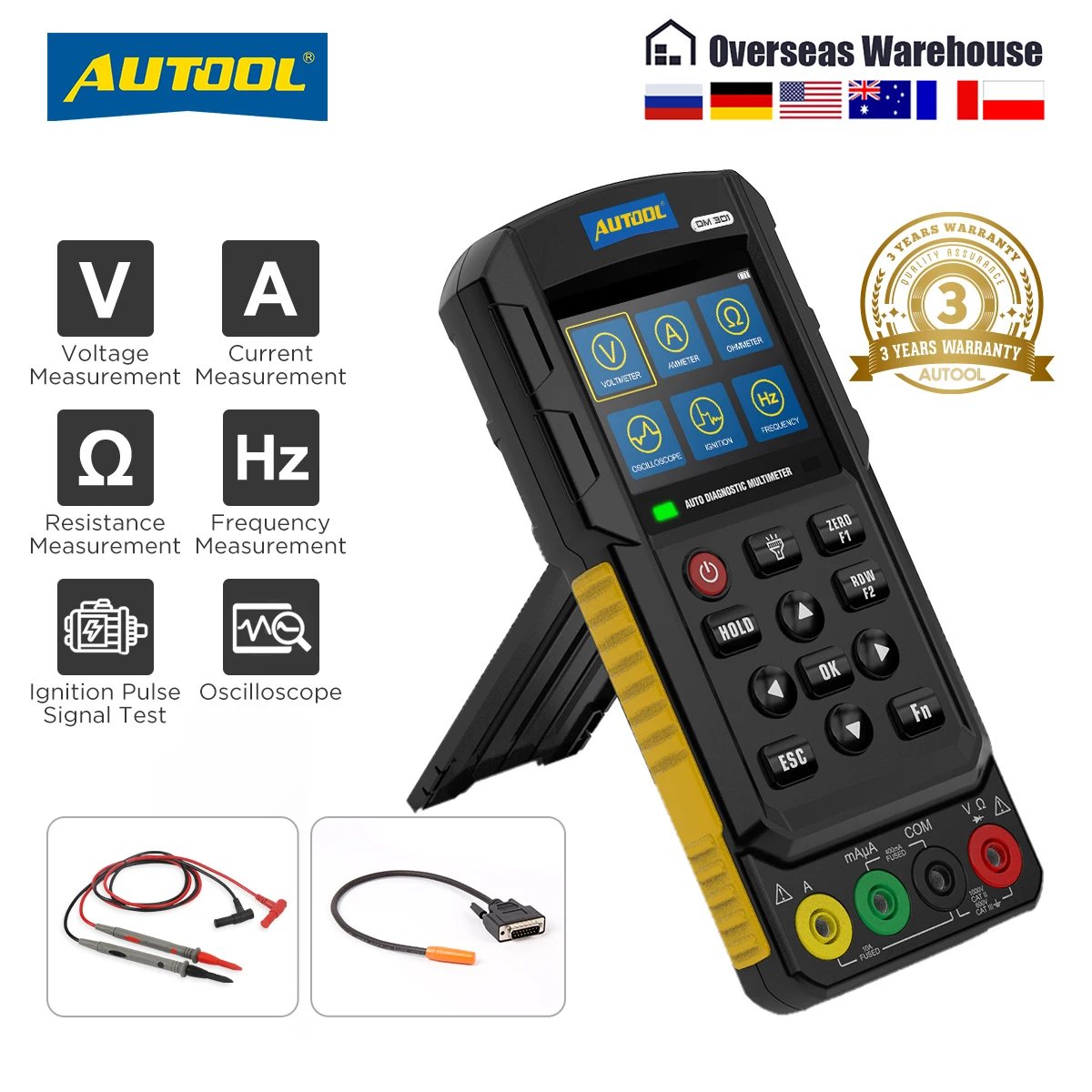 AUTOOL 자동차 진단 멀티미터, 자동차 회로 테스터, 전원 프로브 오실로스코프, 다이오드, 점화 펄스 신호 테스트, pk BT280, DM301| | - AliExpress