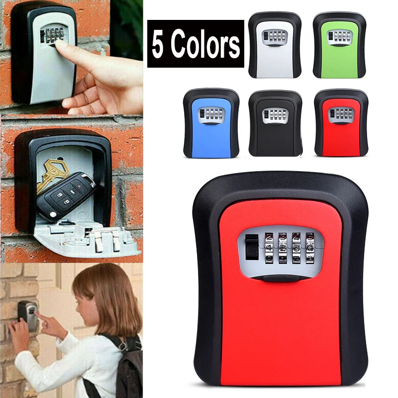 Outdoor-Wall-mounted-Key-Safe-4-Digits-Combination-Key-Storage-Box-with ...